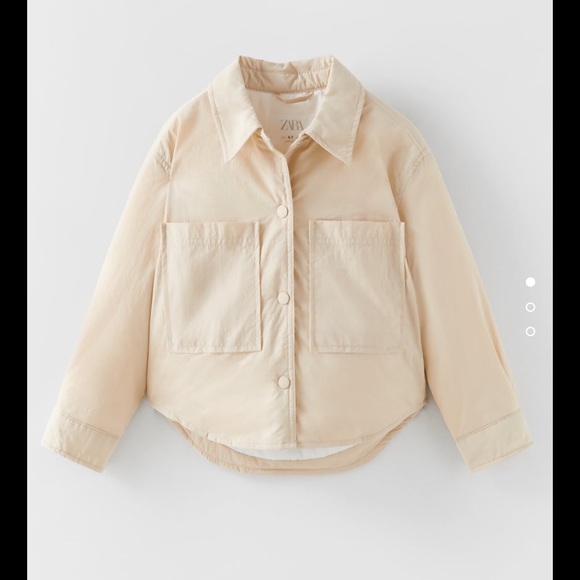 Zara | Jackets & Coats | Zara Cream Quilted Nylon Overshirtshacket ...